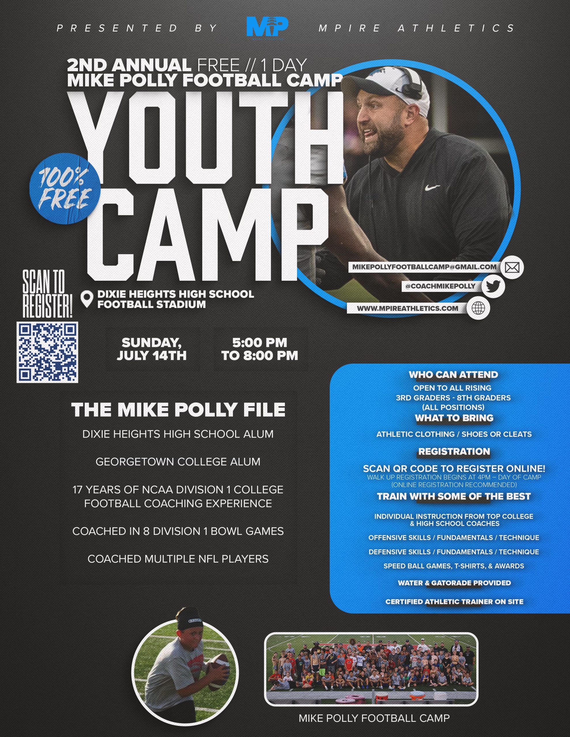 Mike Polly offers 2nd annual free NKY youth football camp - LINK nky