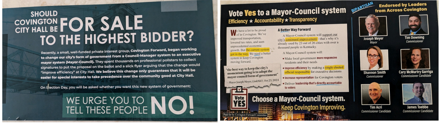 Mailers sent to Covington residents push for and against government ...